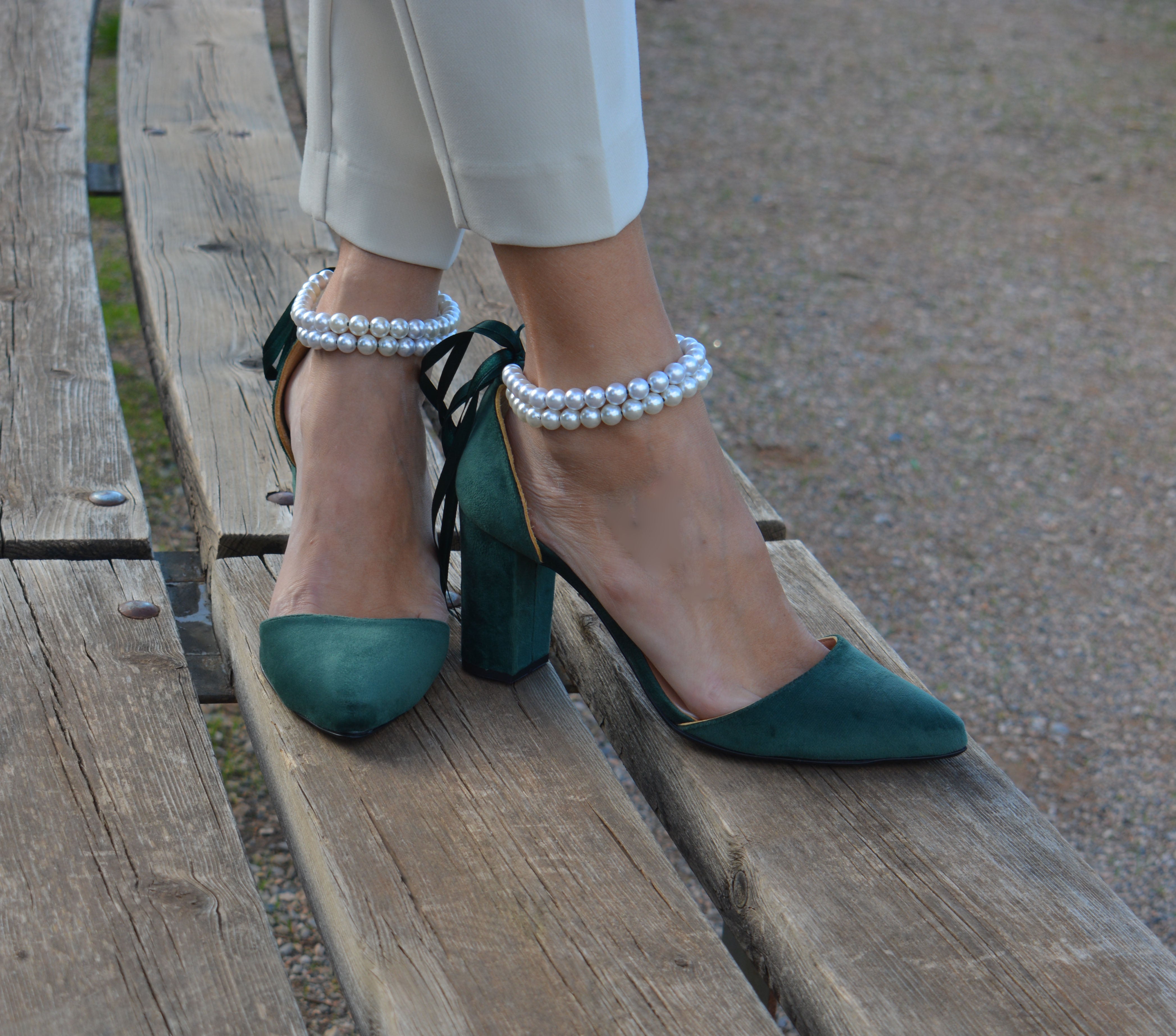 Elphaba Velvet Pearl Heels – Elise Anaïs